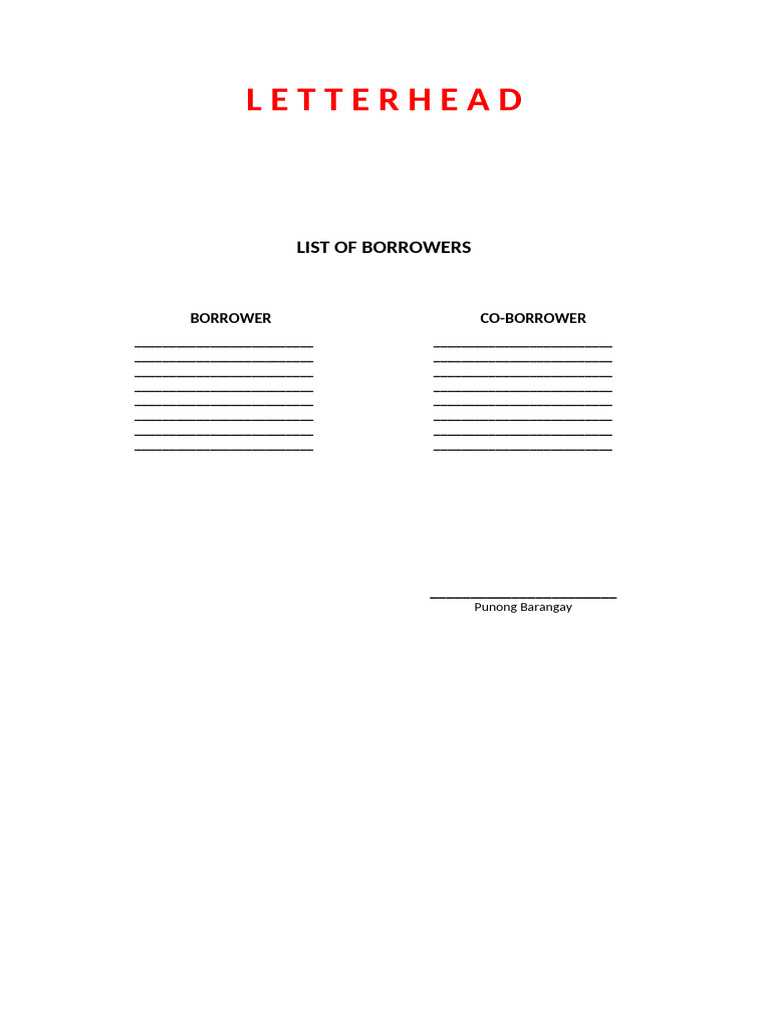 List of Borrowers | PDF