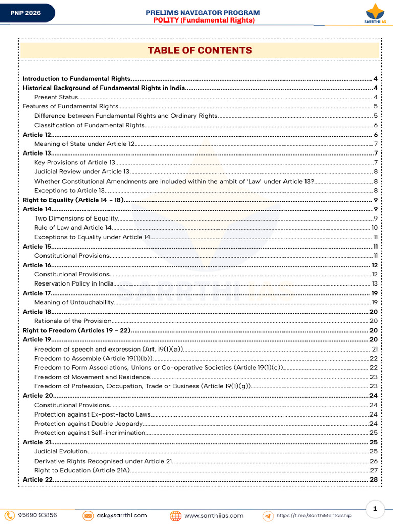 Fundamental Rights Class Notes | PDF | Social Ethics | Government And ...