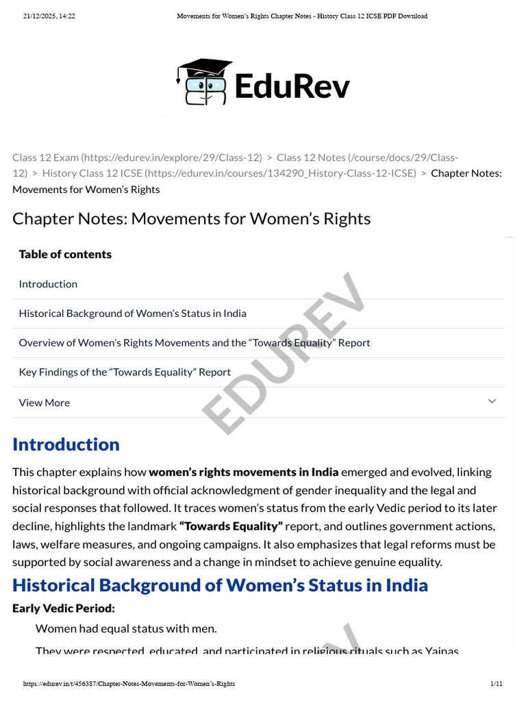 Women's Rights Movements in India | PDF