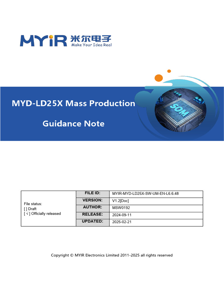 MYD-LD25X Mass Production Guidance Note-V1.2 | PDF | Technical Support ...