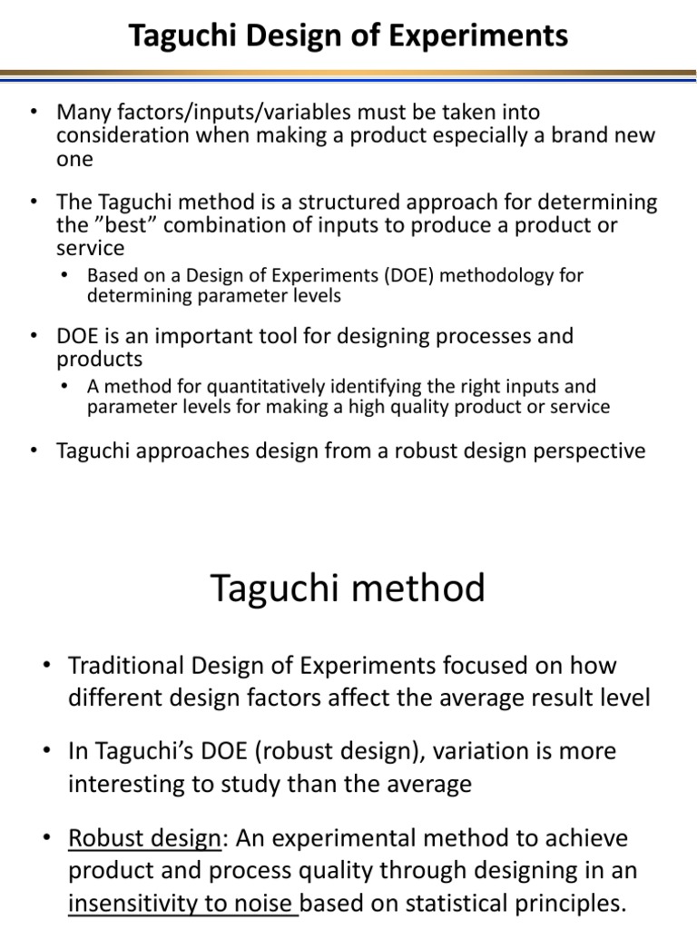 Design Of Experiments Via Taguchi Methods21 Design Of Experiments Mathematics