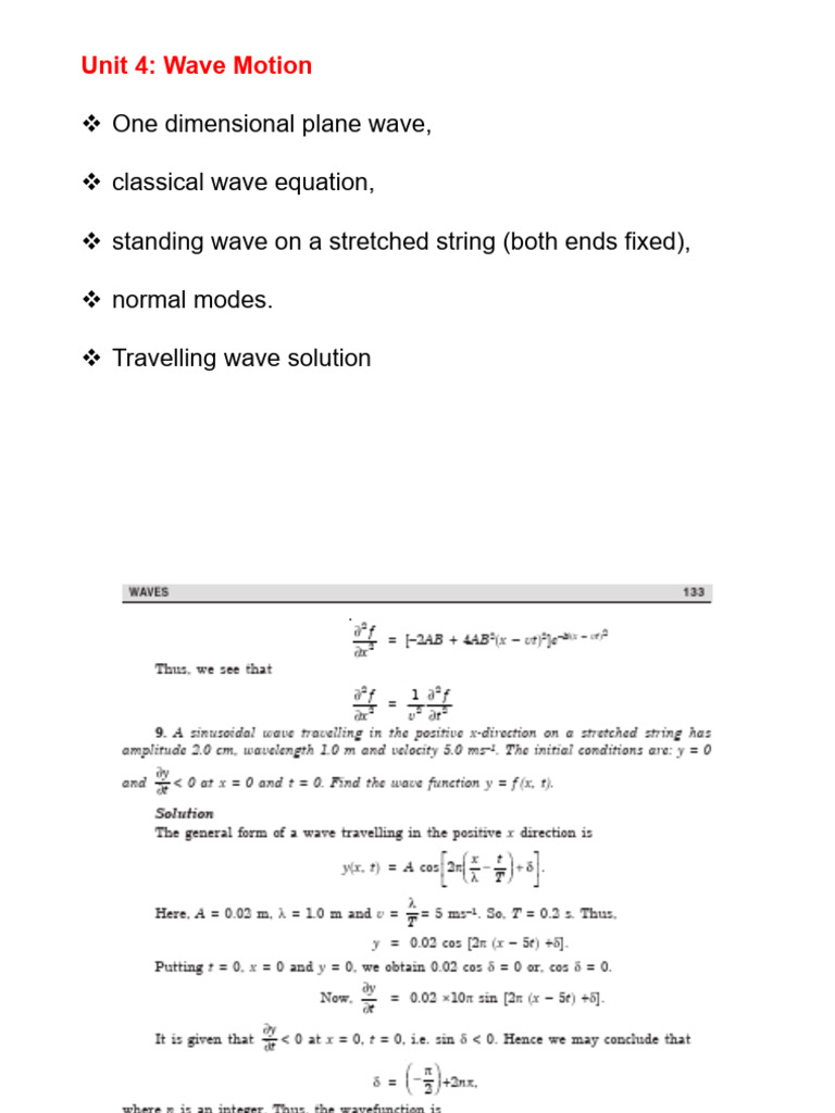 Unit 4- Wave Motion | PDF | Waves | Normal Mode