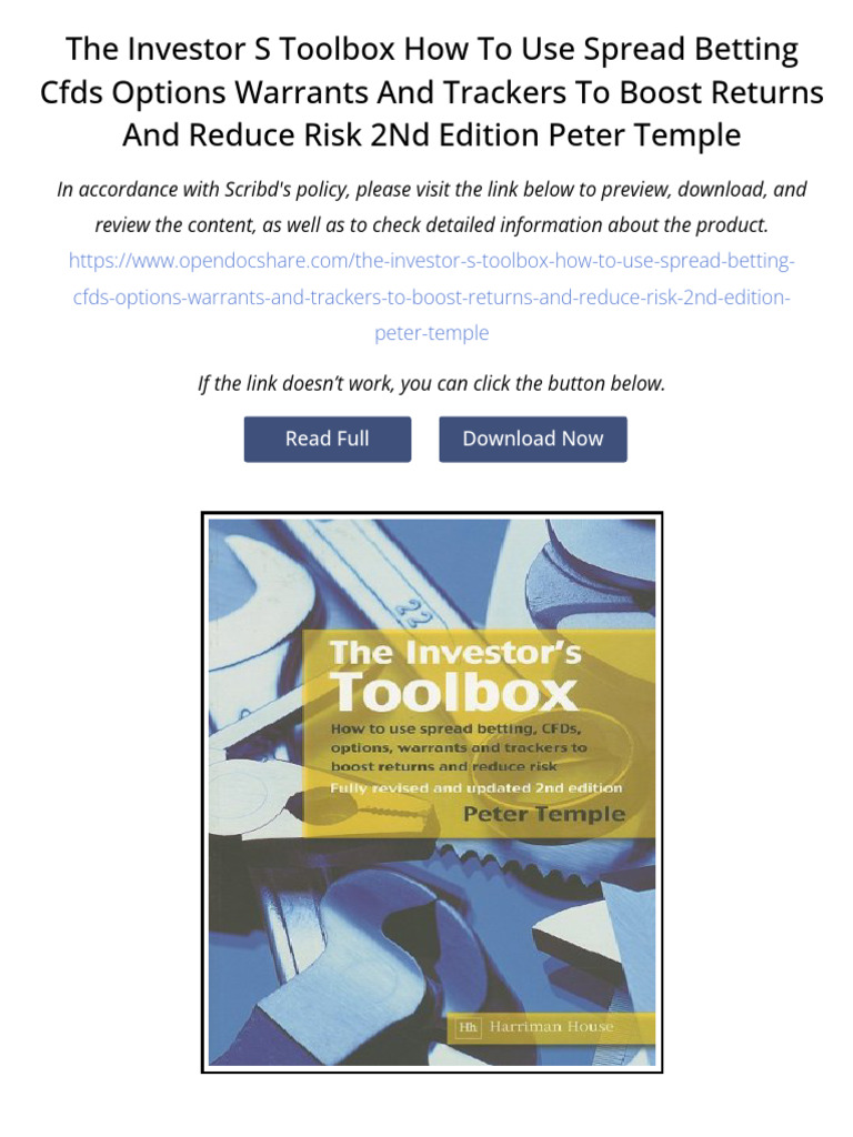 The Investor s Toolbox How to Use Spread Betting CFDs Options Warrants ...