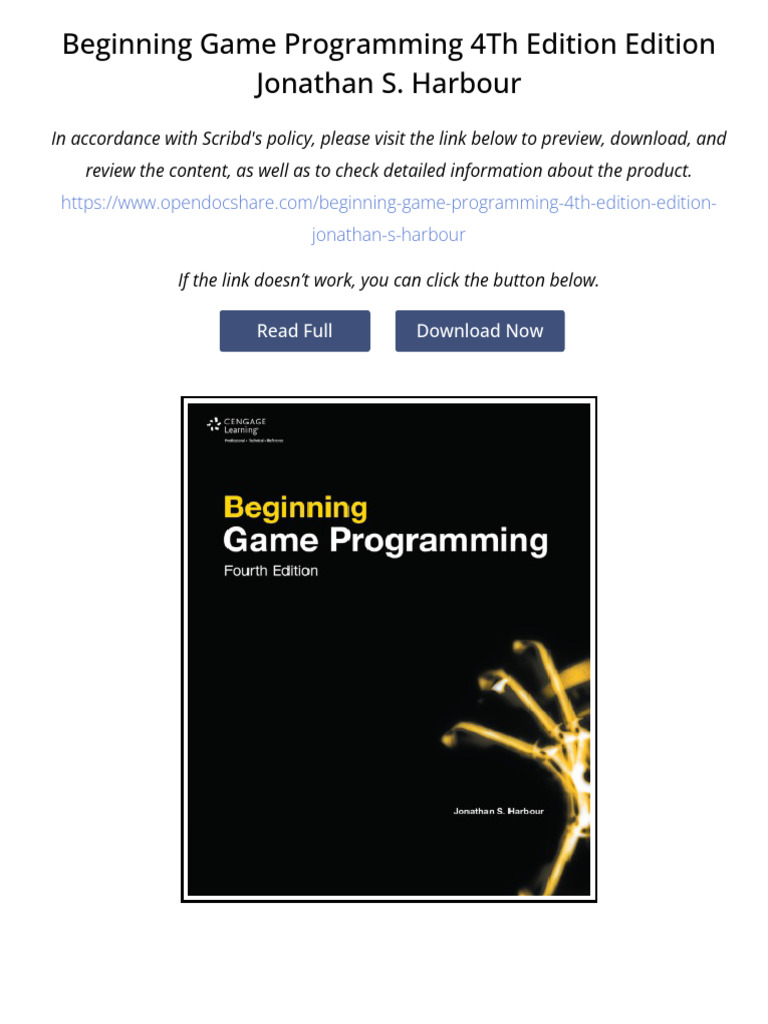 Beginning Game Programming 4th edition Edition Jonathan S. Harbour | PDF