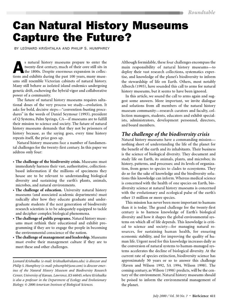 Can Natural History Museums Capture The Future | PDF | Biodiversity ...