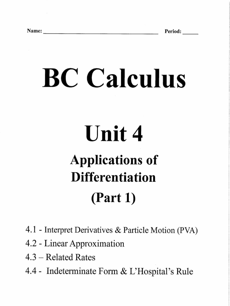 BC Calc Unit 4 Notes Packet | PDF