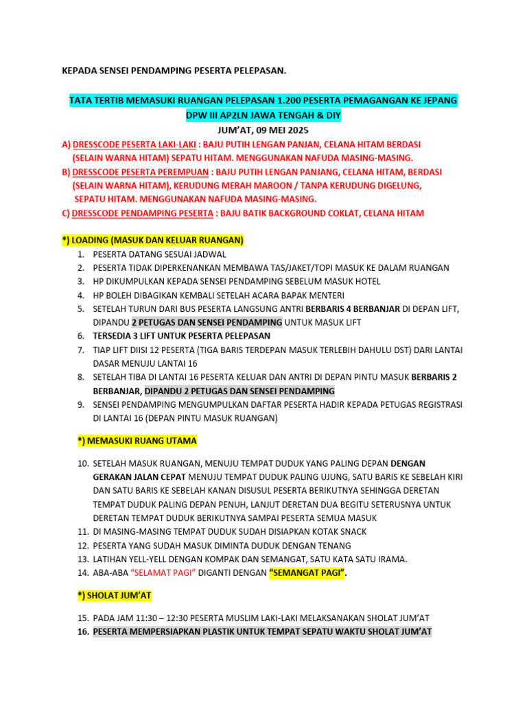 Tata Tertib Pelepasan Peserta Magang Jepang | PDF