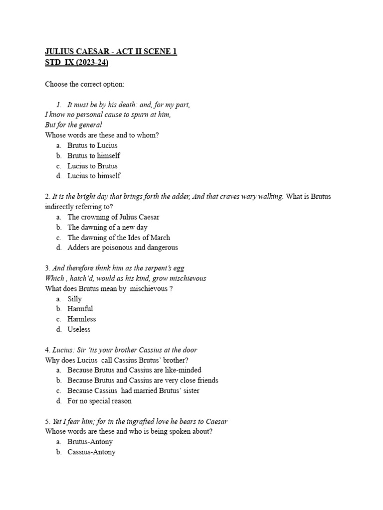 Julius Caesar ACT II SC 1 | PDF