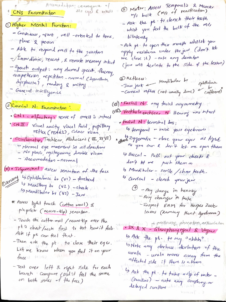 CNS Examination Notes | PDF