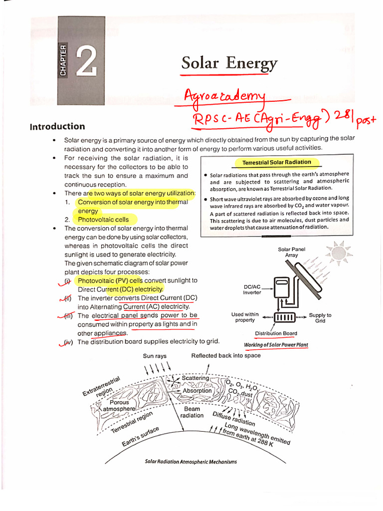 Solar Energy Notes Rpsc Aaen | PDF