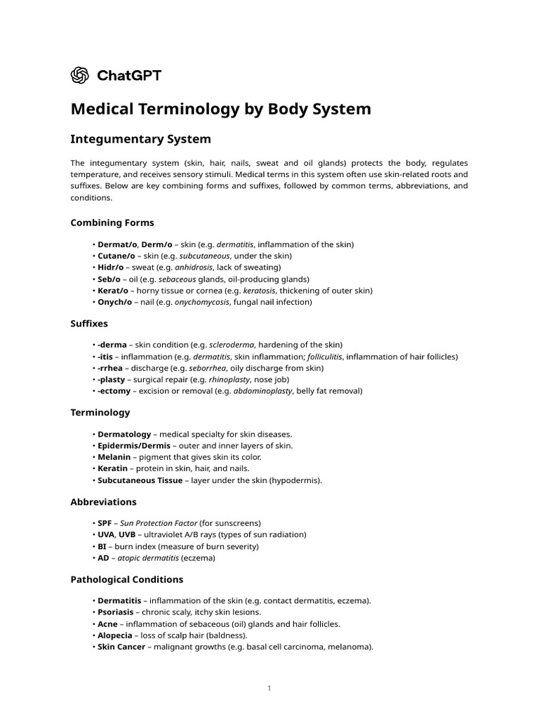 Medical Terminology by Body System | PDF | Kidney | Respiratory Diseases