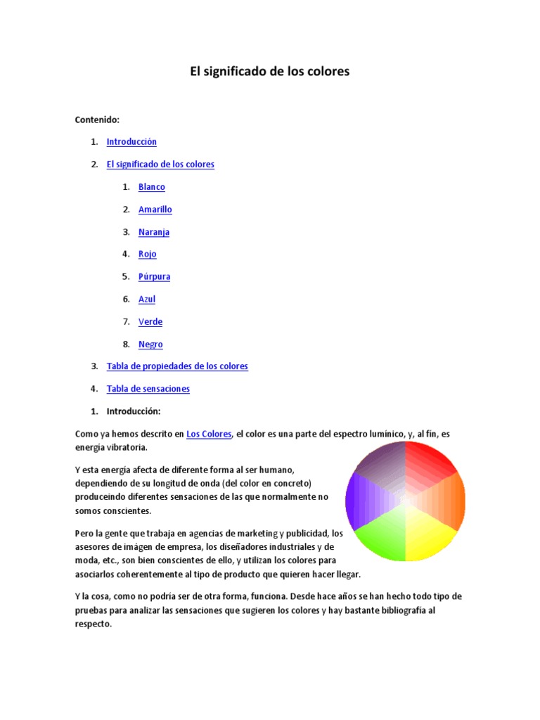 El Significado de Los Colores | PDF | Amarillo | Color