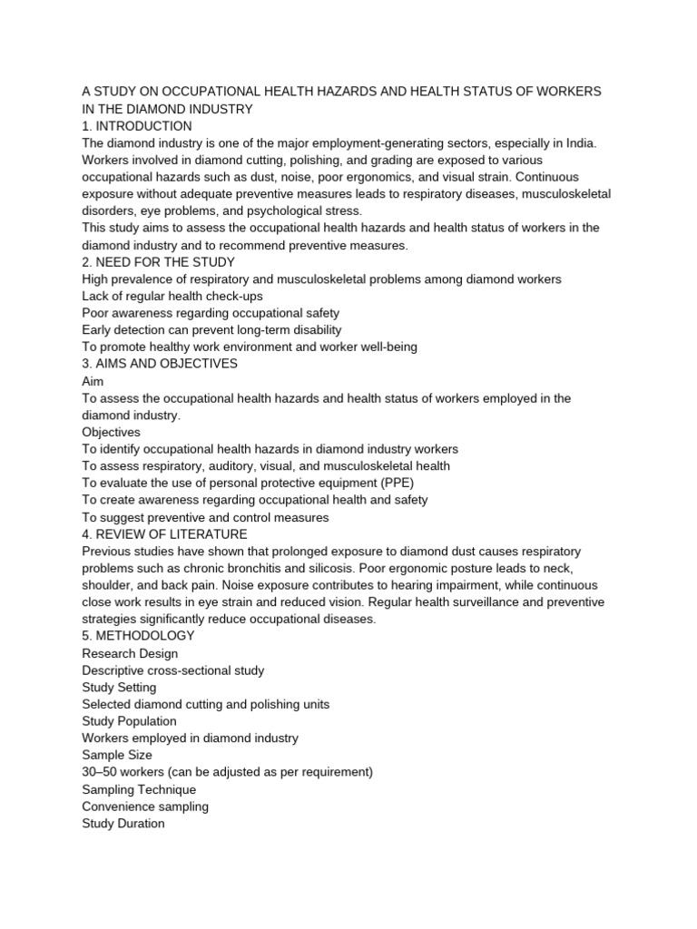 Health Hazards in Diamond Industry Workers | PDF | Occupational Safety ...