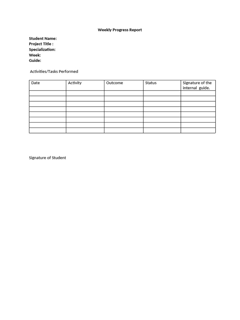 Weekly Student Progress Report | PDF
