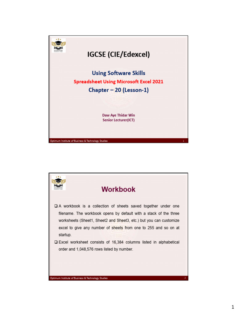 GIC IGCSE Spreadsheet ALL Lesson Note | PDF | Microsoft Excel | Spreadsheet