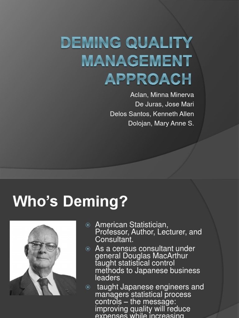 Deming Quality Management Approach | PDF | Quality Management | Employment