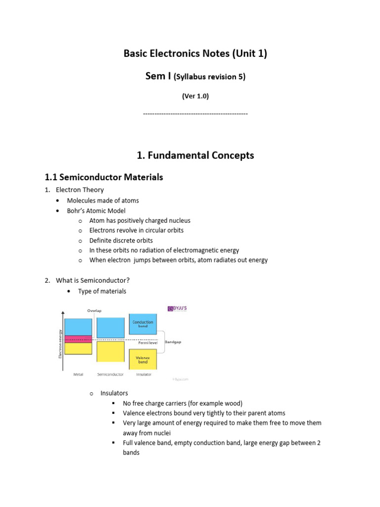 Basic Electronics Unit1 (Ver 1.0) | PDF | Rectifier | P–N Junction