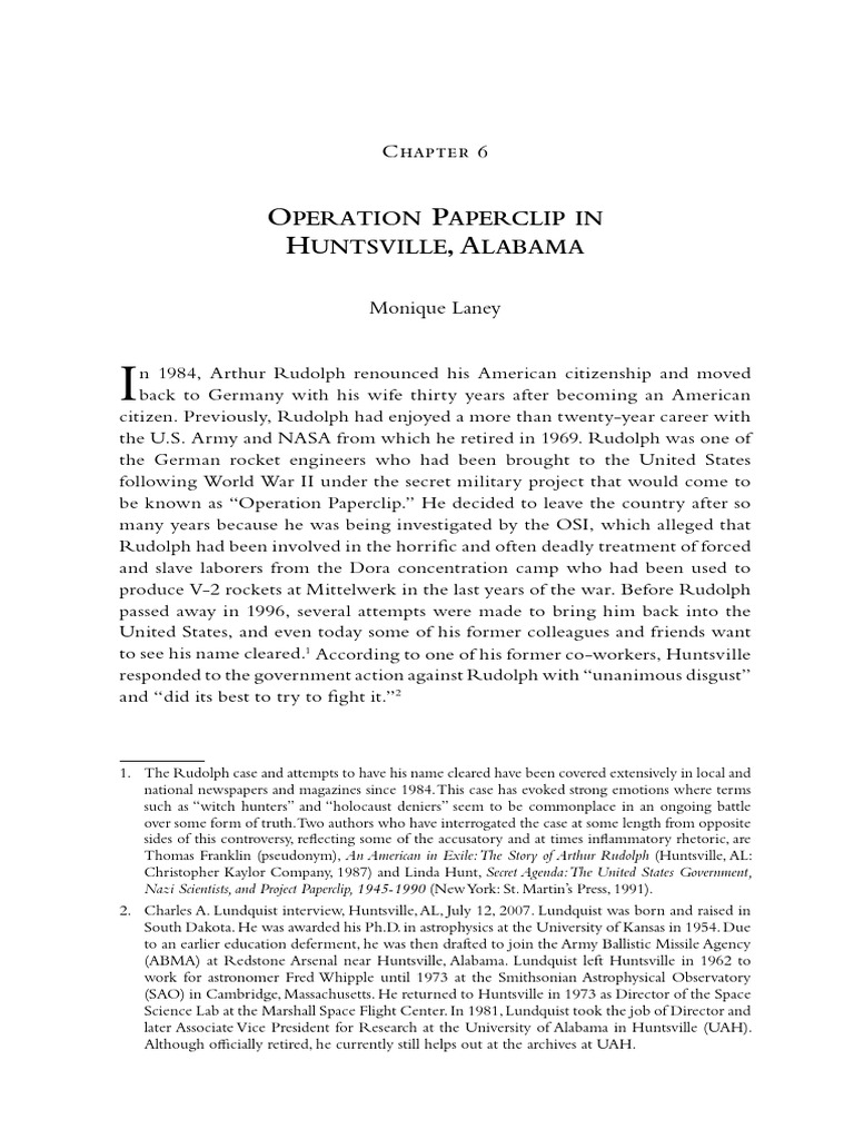 Operation Paperclip | PDF | Huntsville | Wernher Von Braun