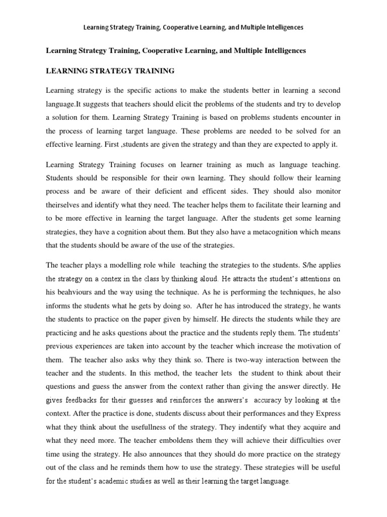 Learning Strategy Training Cooperative Learning and Multiple ...