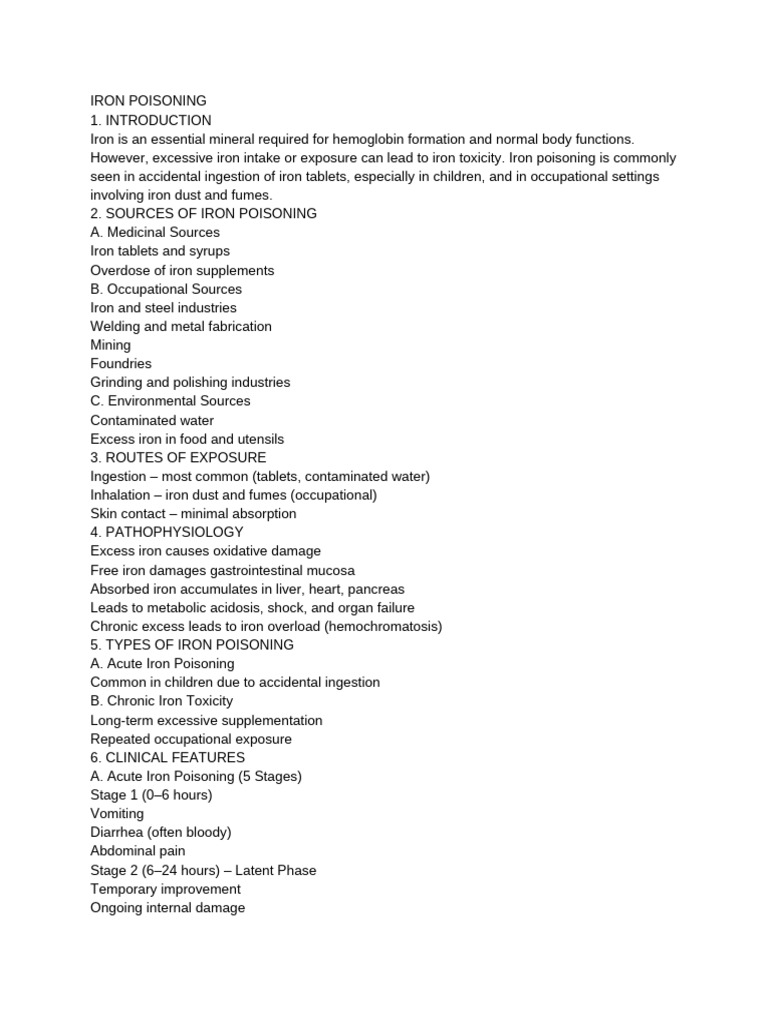 Iron Poisoning | PDF | Iron | Medical Specialties
