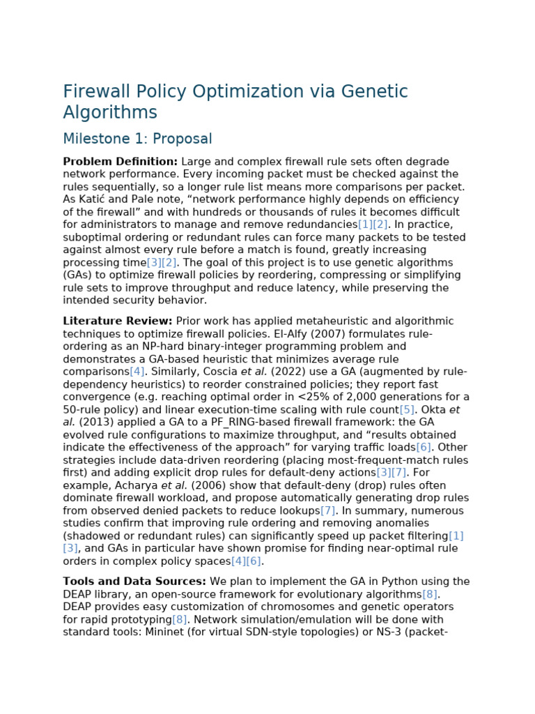 Firewall Policy Optimization via Genetic Algorithms | PDF ...