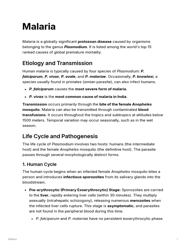 Malaria | PDF | Malaria | Plasmodium Falciparum
