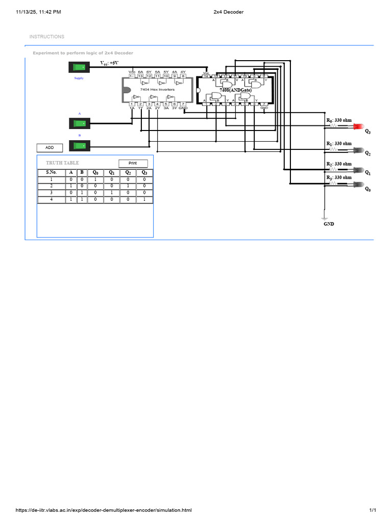 2x4 Decoder Logic Experiment Guide | PDF