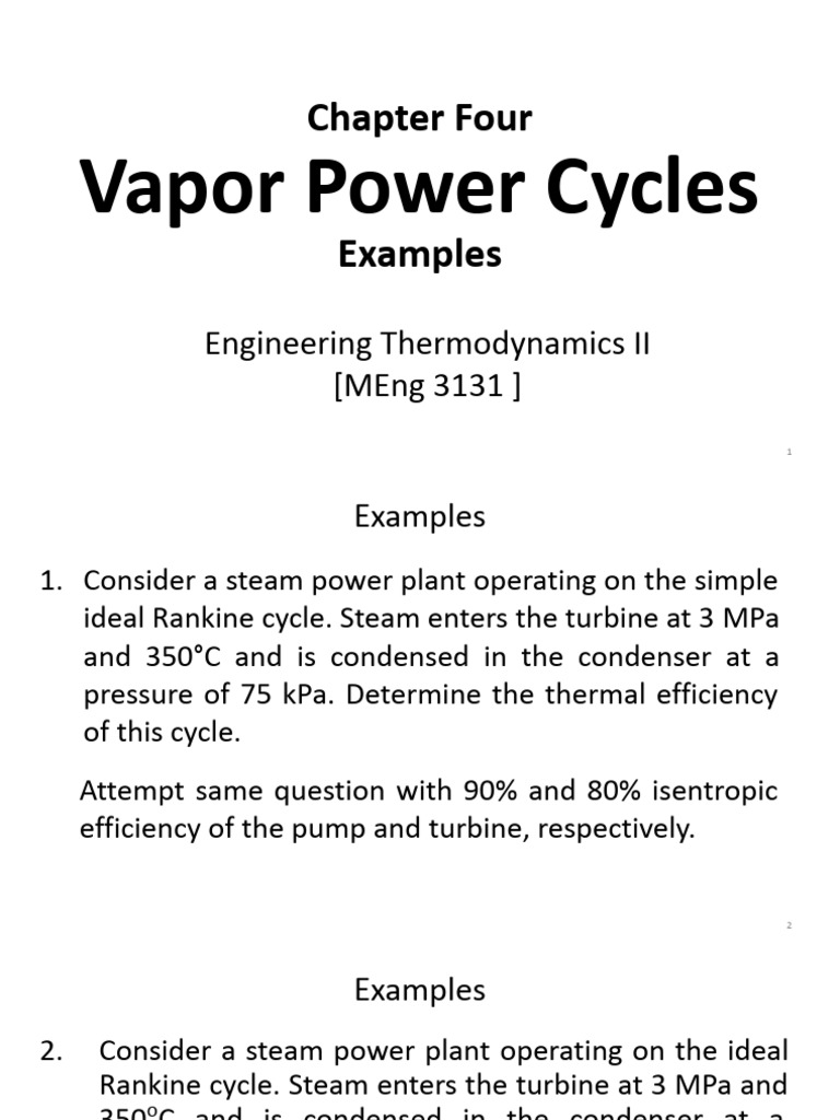Vapor Power Cycle Efficiency Examples | PDF | Steam | Sustainable ...
