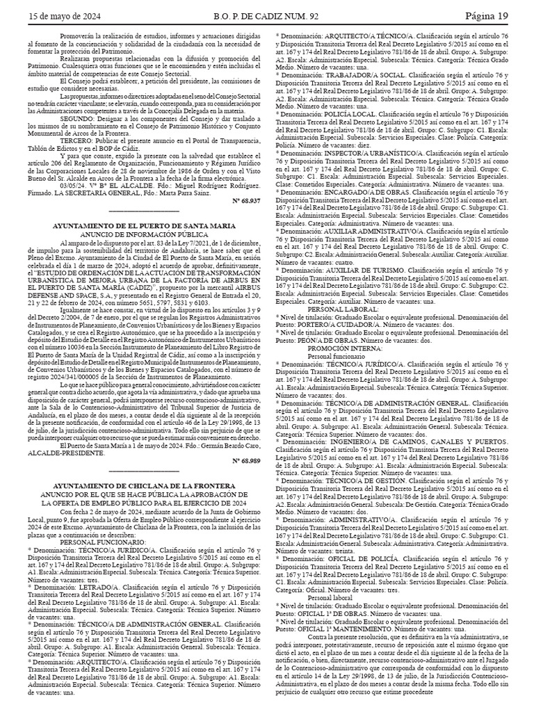 BOP_092_15-05-24 | PDF | Gobierno local | Separación de poderes