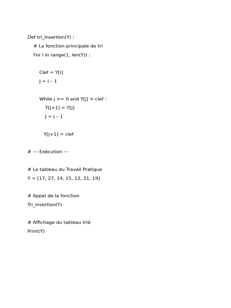 Tri par insertion en Python | PDF