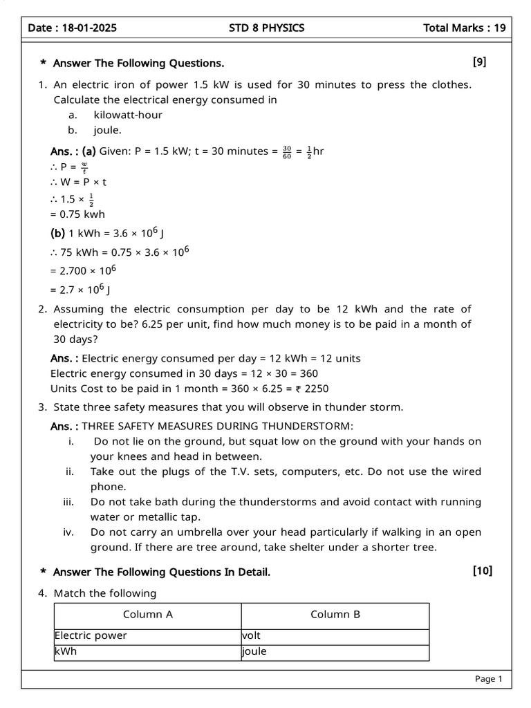 Electrical Energy Consumption and Safety Tips | PDF | Watt | Electric Power