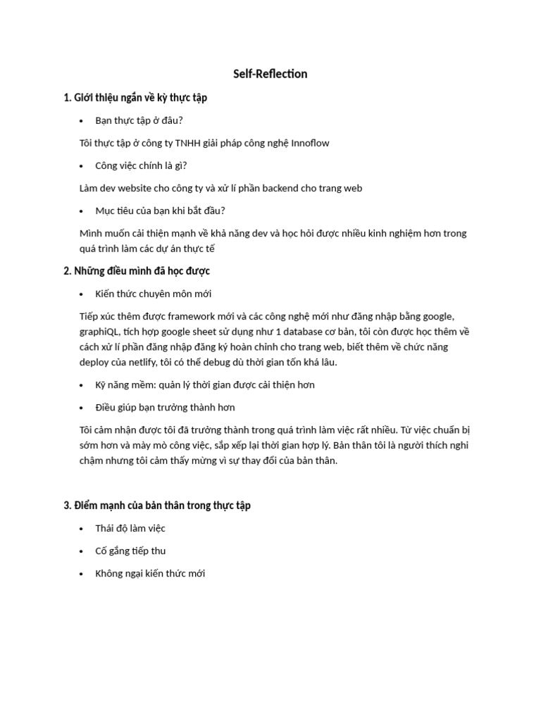 Self Reflection | PDF