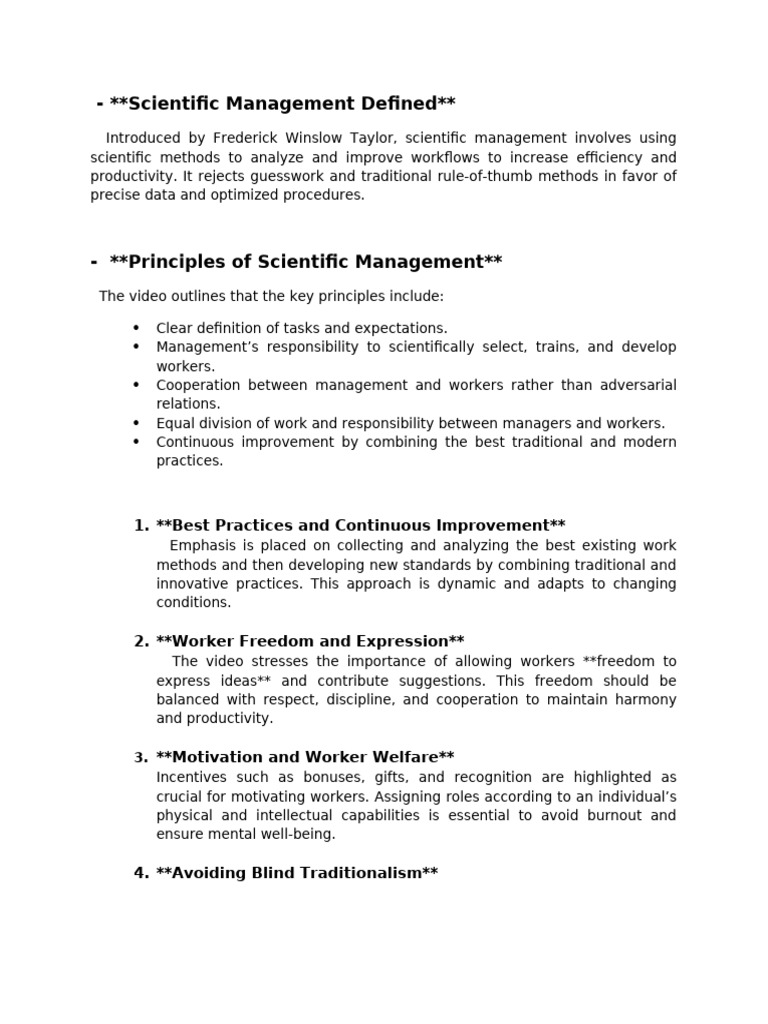 Scientific Management Principles Explained | PDF | Business | Social ...