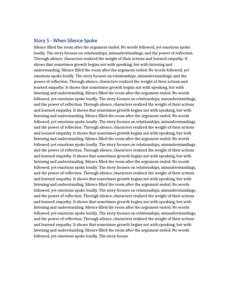 Story_5_-_When_Silence_Spoke | PDF | Silence | Empathy