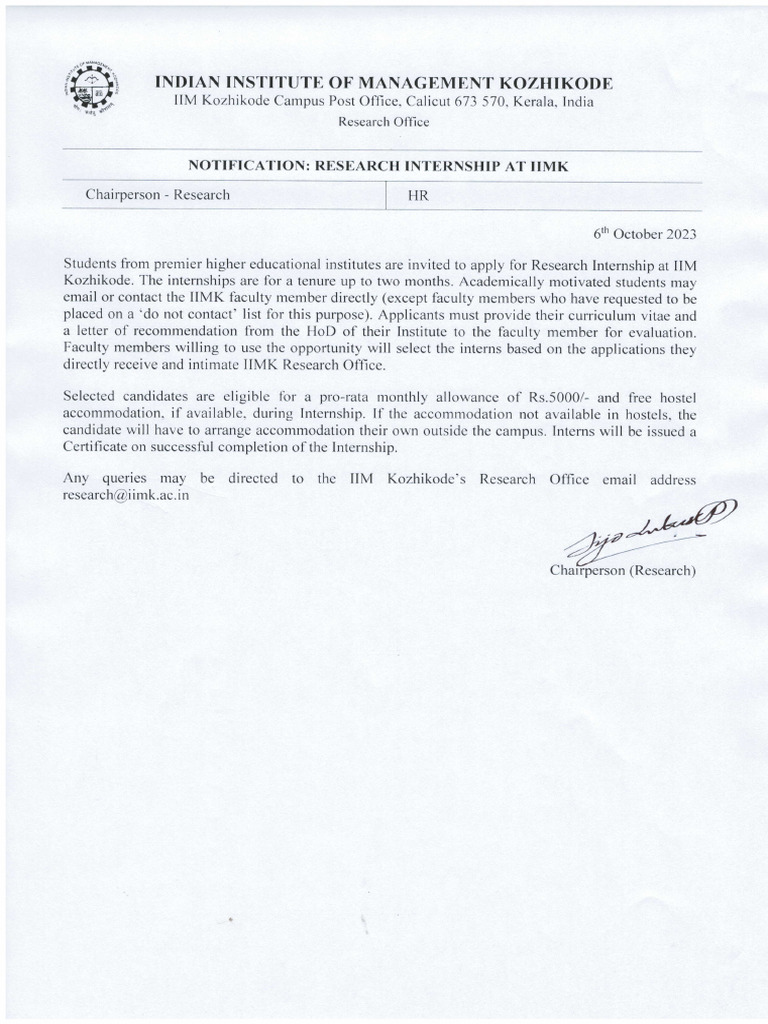 Internship Notification 20231006053744 | PDF