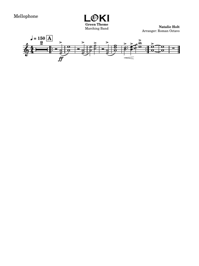 Mellophone Arrangement for Marching Band | PDF