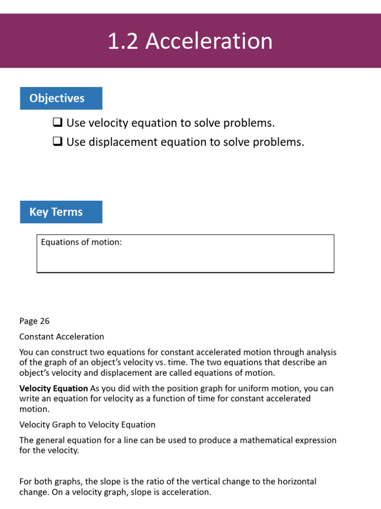 Constant Acceleration Equations Explained | PDF | Velocity | Acceleration
