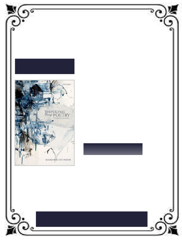 Thinking Through Poetry: Field Reports on Romantic Lyric Marjorie ...