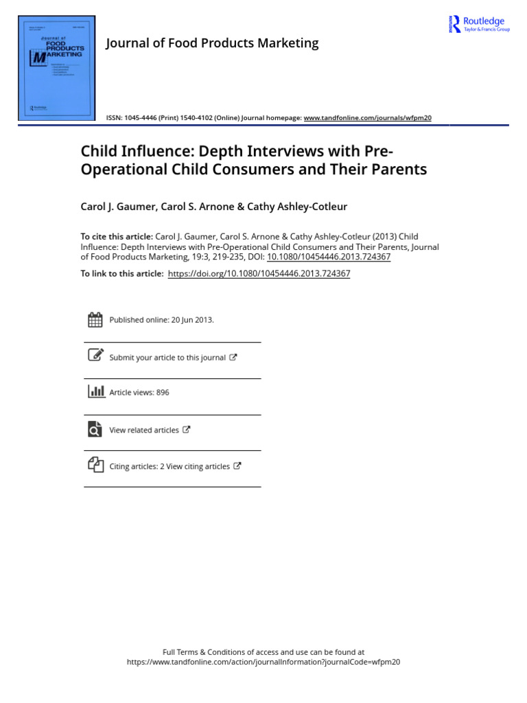 Child Influence Depth Interviews With Pre-Operational Child Consumers ...