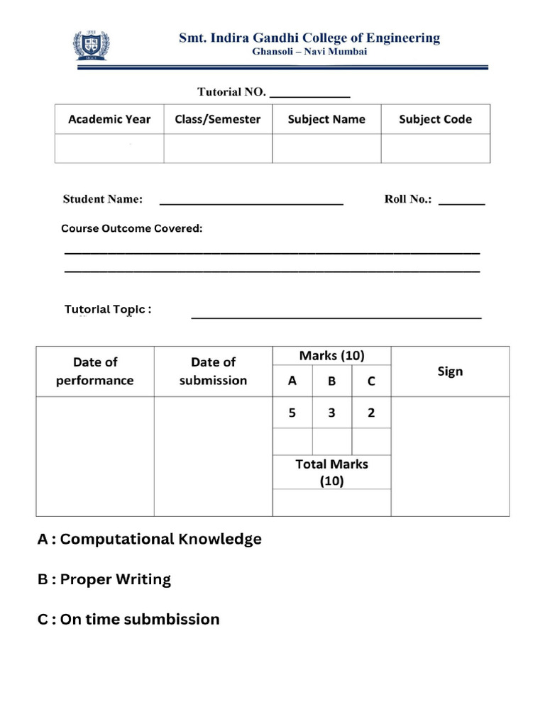 Tutorial Front Page | PDF