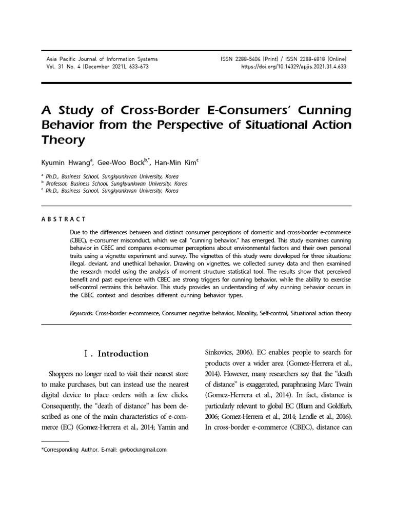 Cunning Behavior in Cross-Border E-Commerce | PDF | Behavior | Self Control