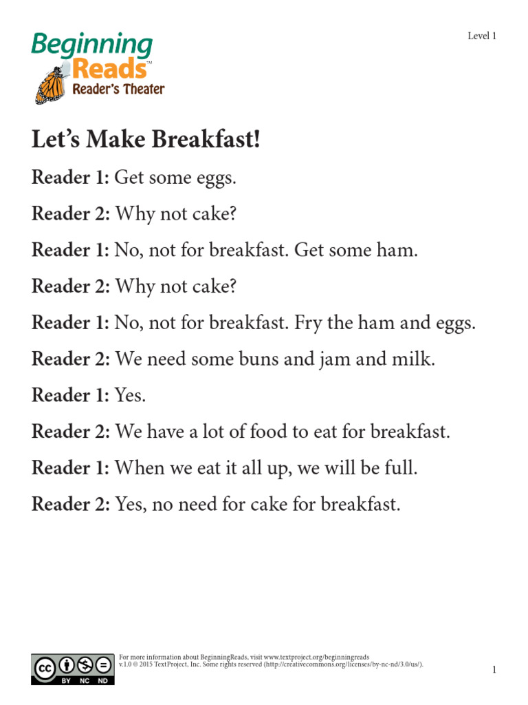 BeginningReads Level 01 Readers Theater | PDF