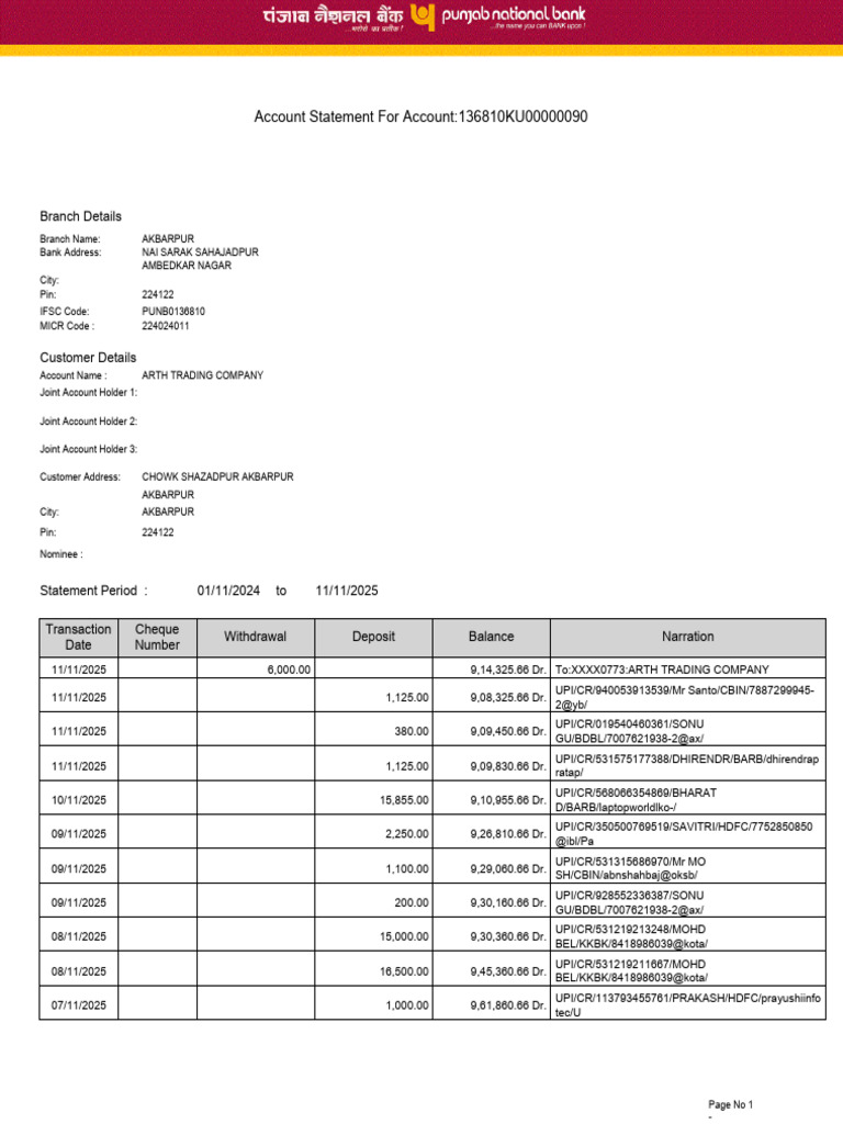 Account Statement for Arth Trading Co. | PDF | Economy Of Asia ...