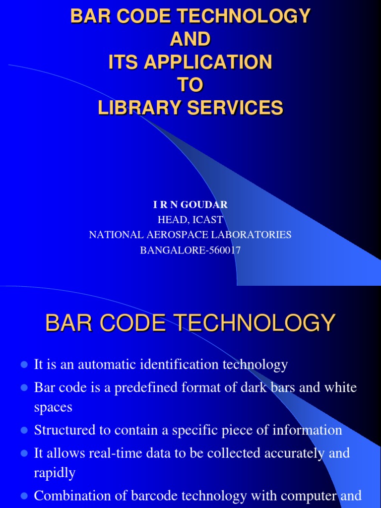 Bar Code Technology AND Its Application TO Library Services: Head ...