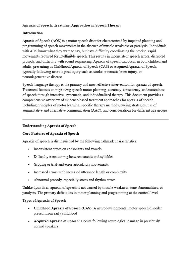 Apraxia of Speech Treatments | PDF | Speech | Human Voice