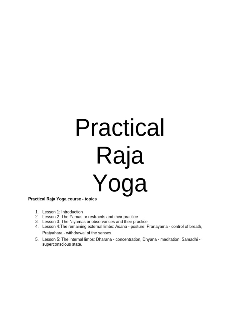Practical Raja Yoga Course Overview | PDF
