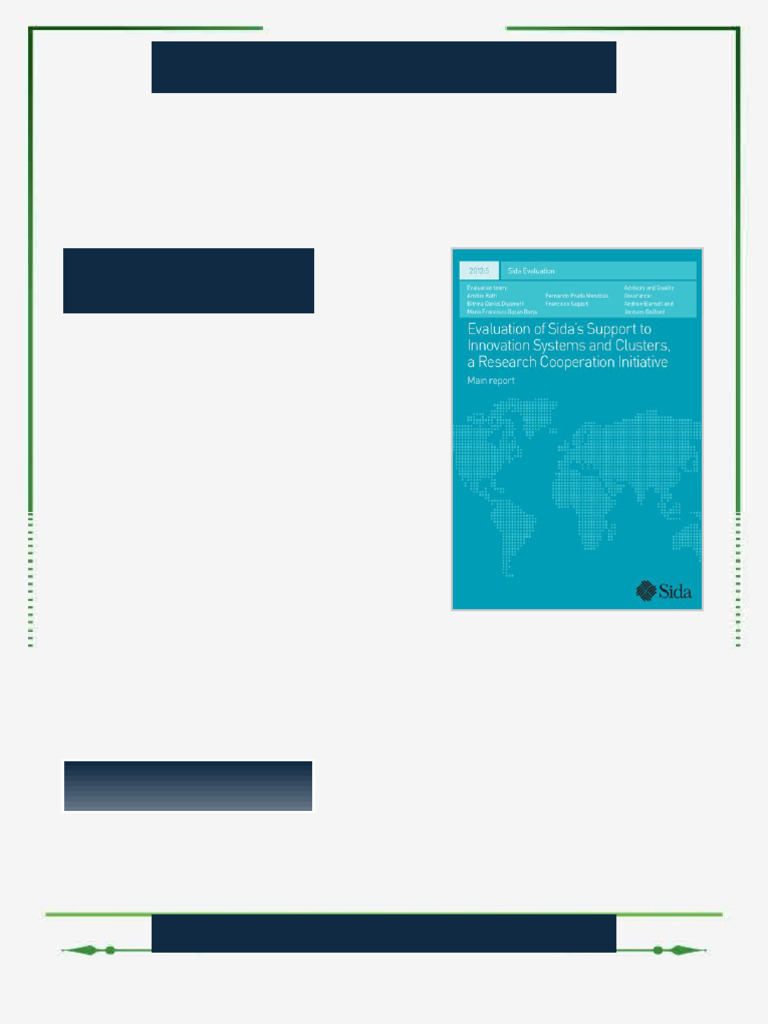 Evaluation of Sida s Support to Innovation Systems and Clusters a ...
