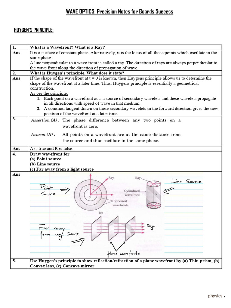 Class XII_Chapter 10_Wave Optics_Precision Notes | PDF | Diffraction ...