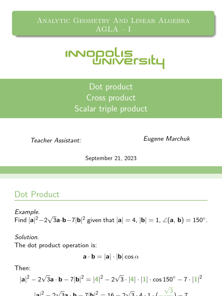Lab_2_Dot_product__Cross_product | PDF | Euclidean Vector | Algebra