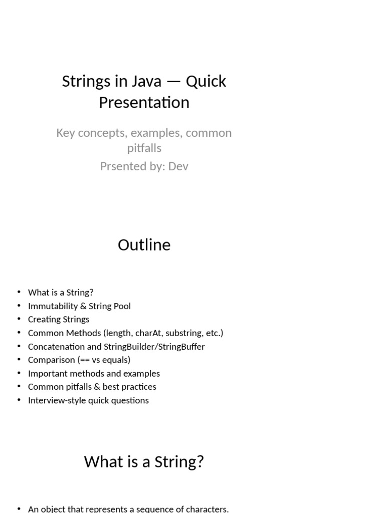 Java String Presentation | PDF | String (Computer Science) | Software ...